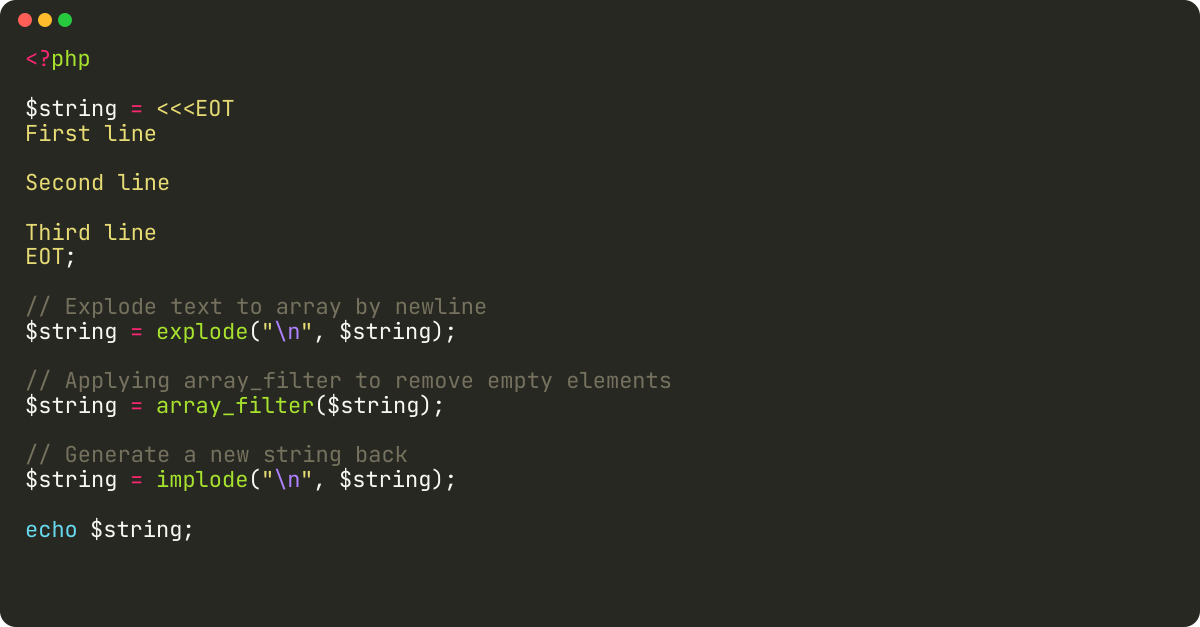 How Can I Remove Blank Lines From Text In PHP 