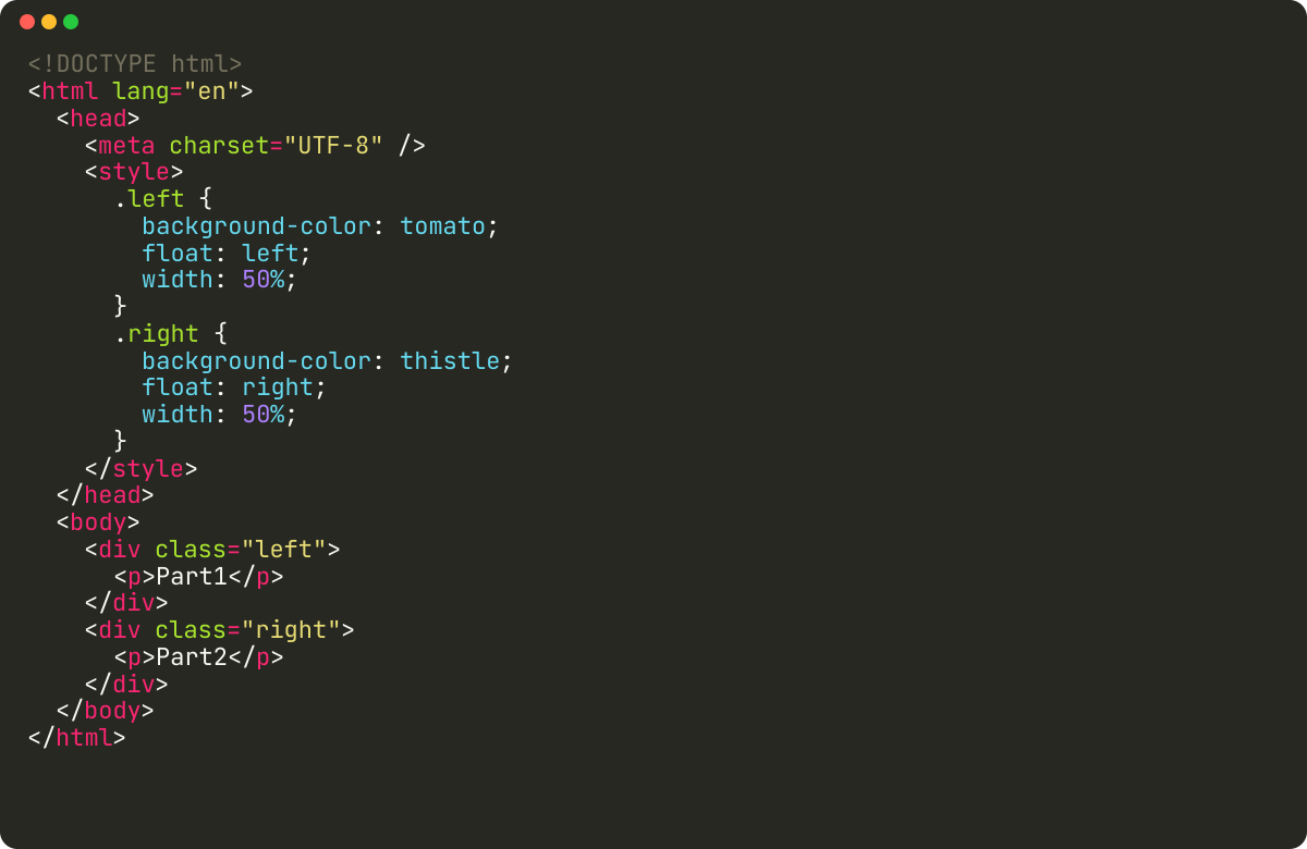 How To Divide A Page Into 2 Parts In Html 