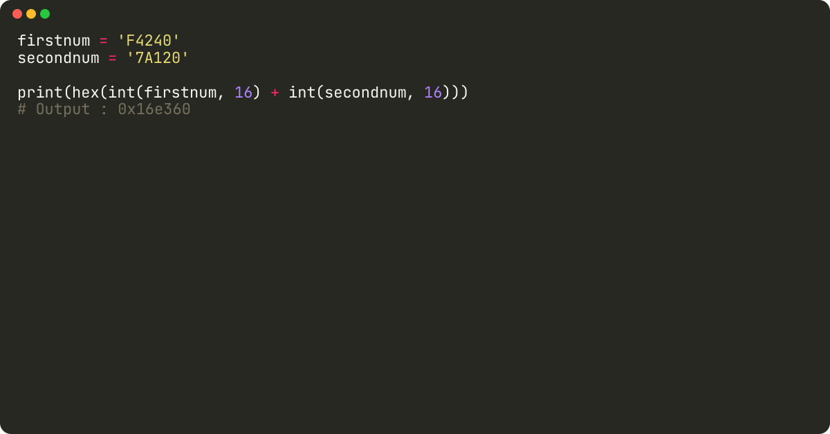 How To Add Two Hexadecimal Numbers In Python 