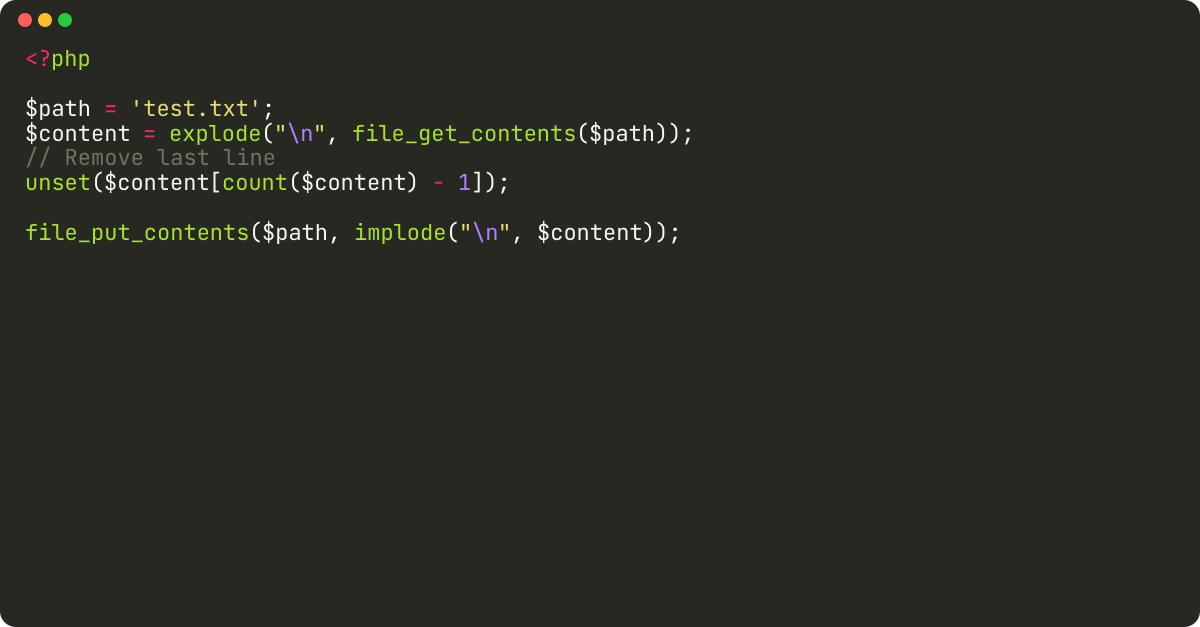 How To Remove Last Line From A Text File In Php 