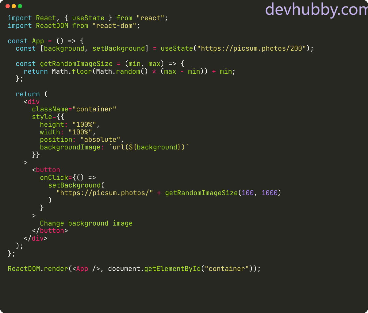 How To Set A Background Image Dynamically In React js 