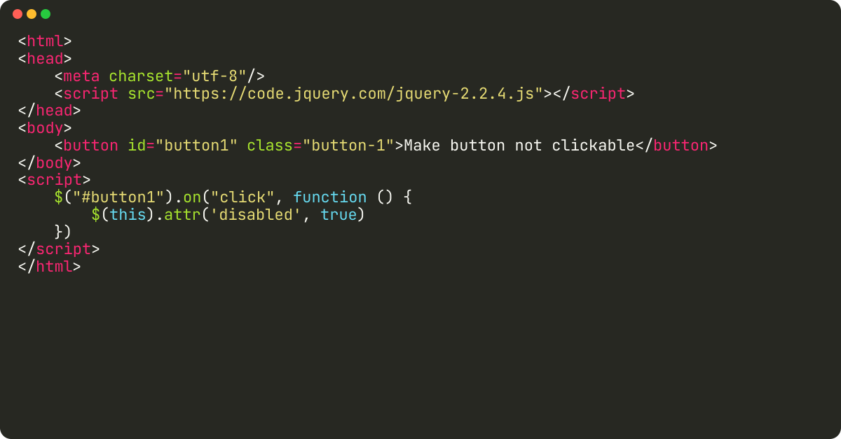 How To Make Button Not Clickable In Jquery 