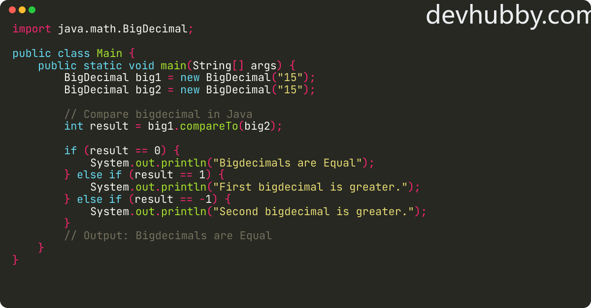 How To Compare Bigdecimal In Java 
