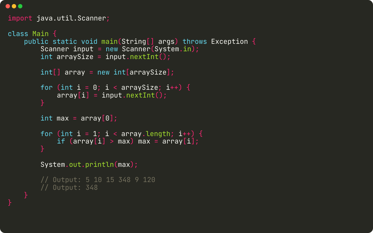 How To Find Max Value From Input In Java 
