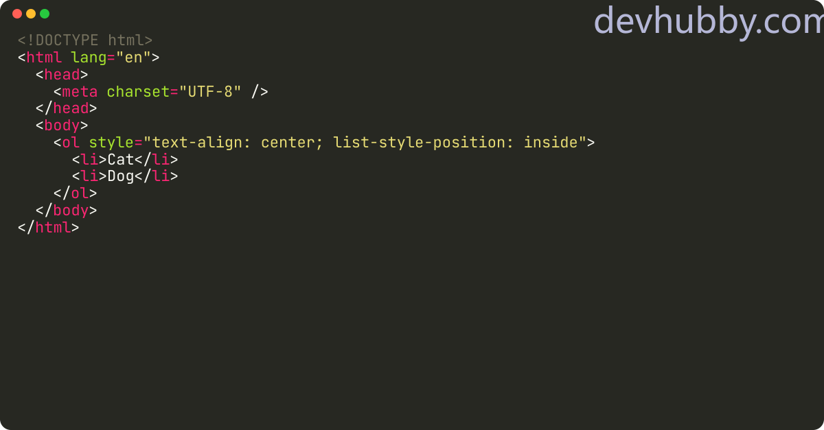 How To Center A Numbered List In HTML 