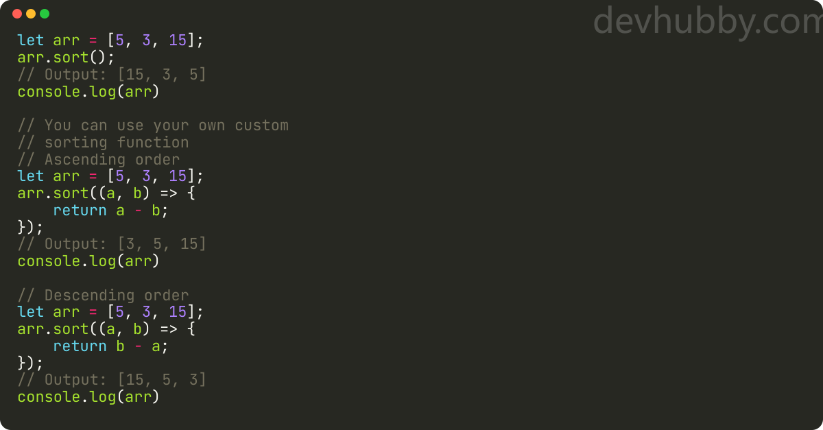 How To Sort An Array Of Numbers In Javascript 