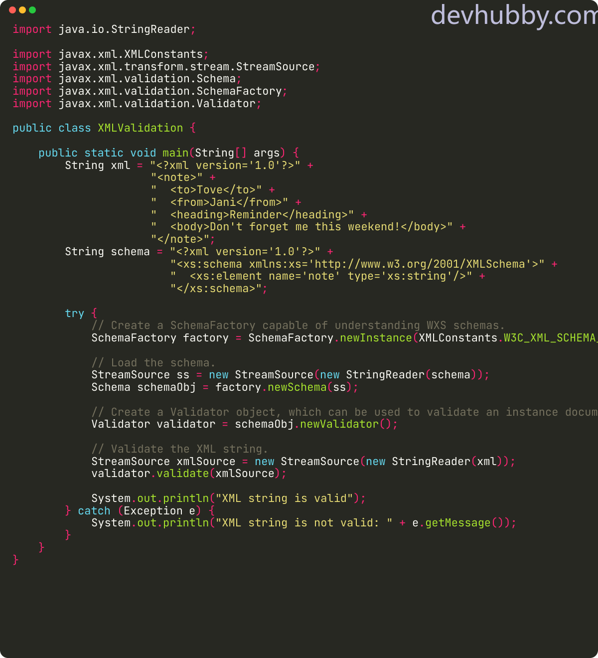 How To Validate An XML String In Java 