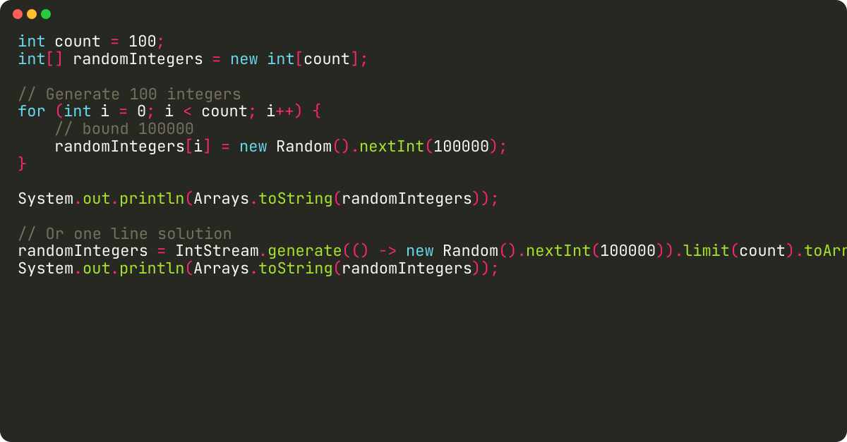 How To Create An Array Of Random Integers In Java 