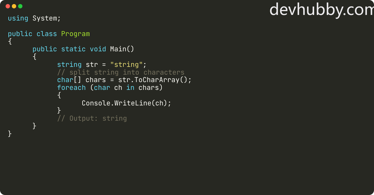 How To Split String Into Characters In C 