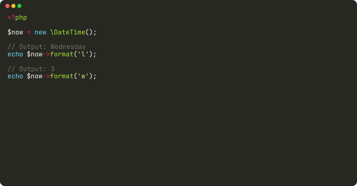How To Get Day Of Week From Datetime In PHP 
