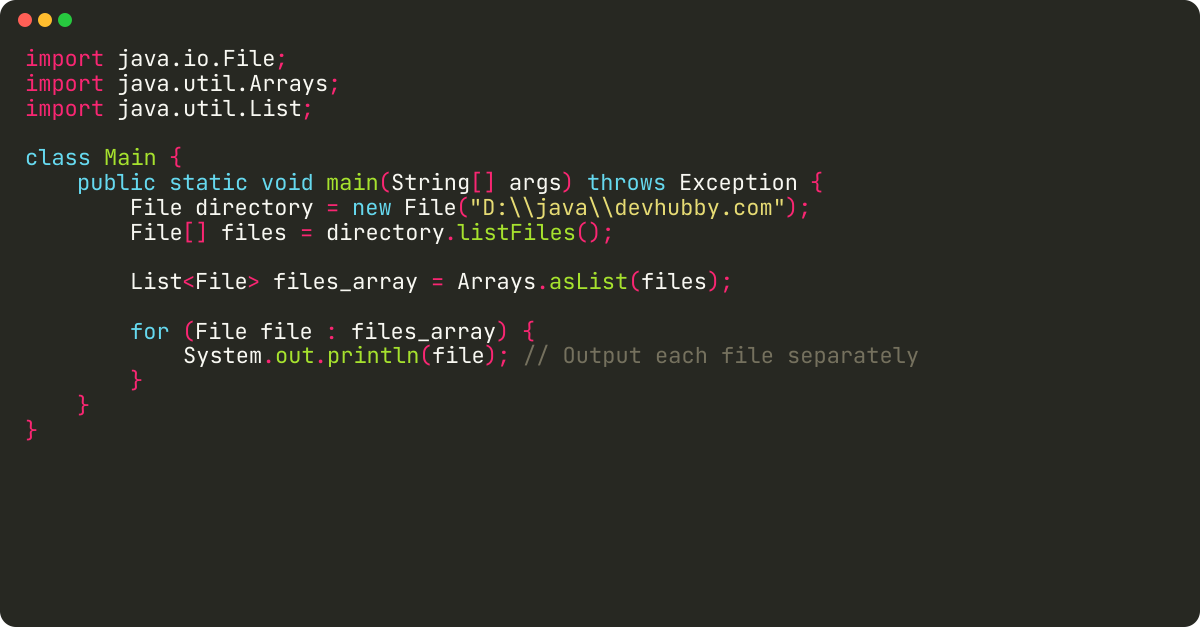 How To Get The Filenames In A Folder Using Java 