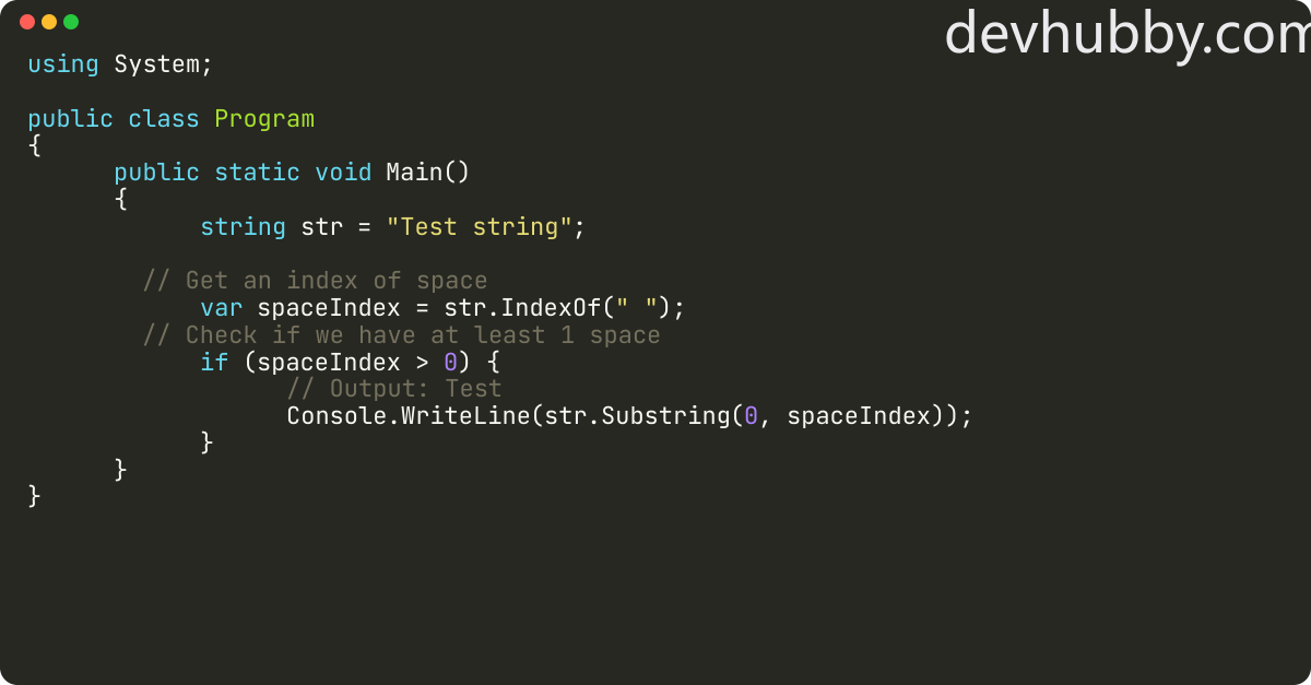 How To Get String Before Space In C 