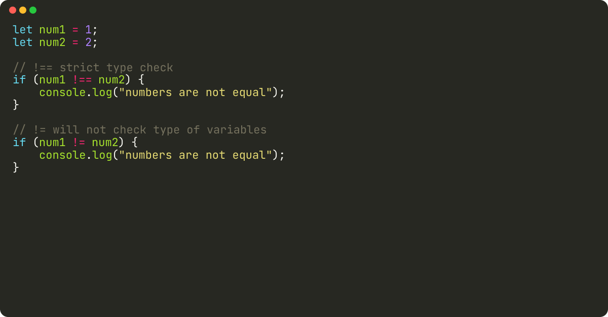 How To Write Not Equal In Javascript 