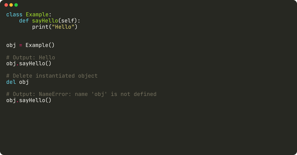 How To Delete An Instantiated Object In Python