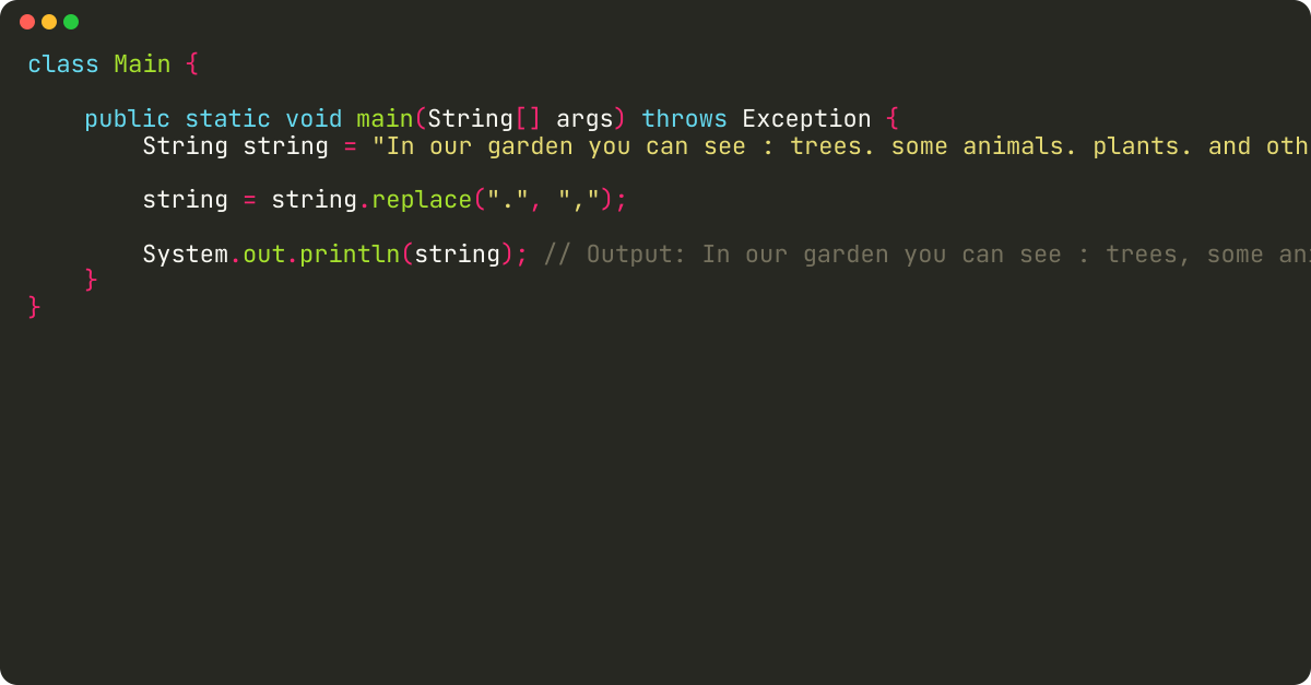 How To Replace Dot With Comma In Java 