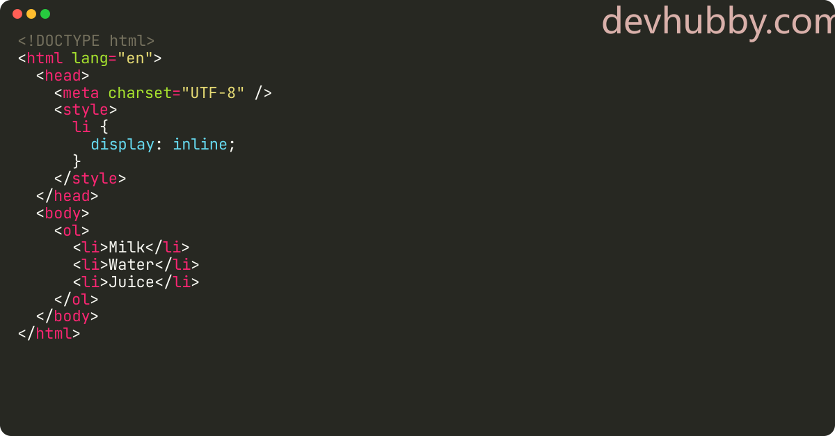 How To Create A Horizontal List Using HTML 