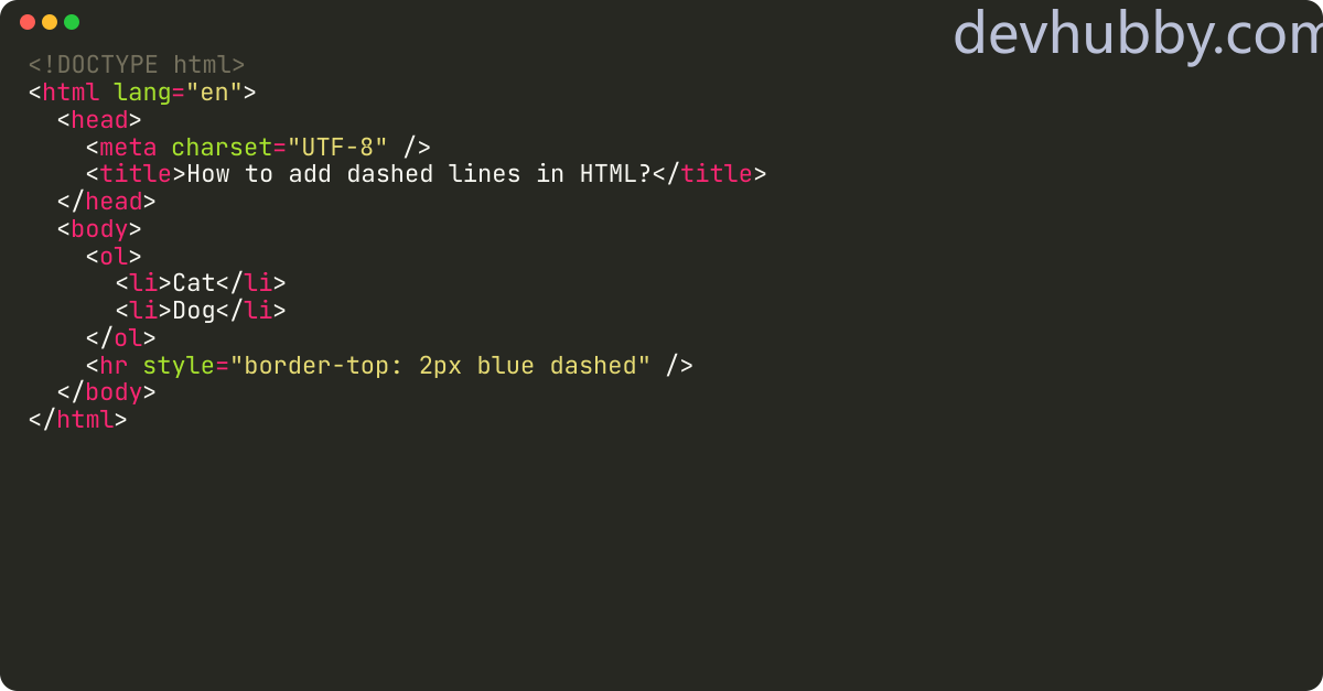 How To Add Dashed Lines In HTML 