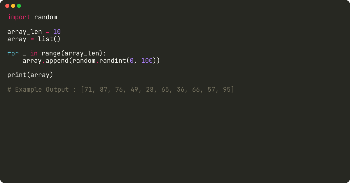 How To Create An Array Of Random Numbers In Python 