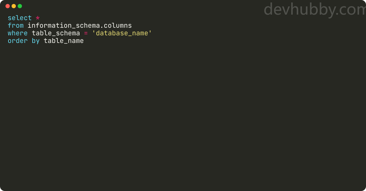 How To Show All Columns In MySQL Table 