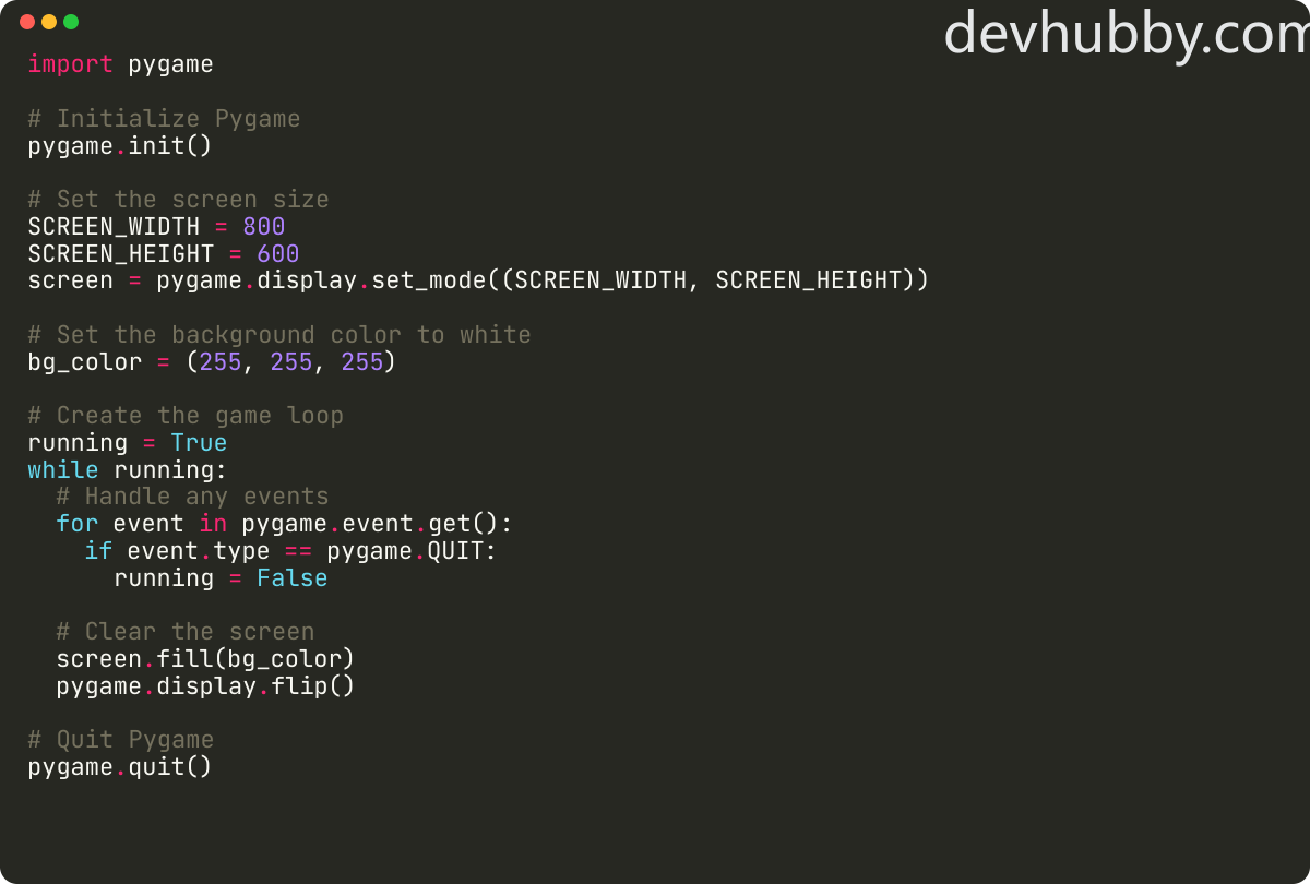 How To Clear Screen In Pygame 