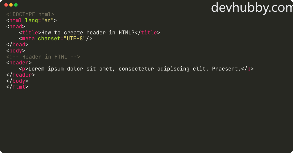 How To Create Header In HTML 