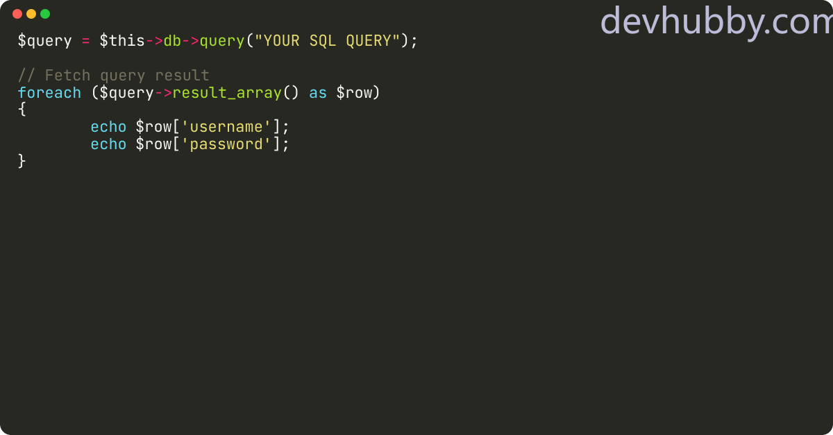 How To Execute Query In Codeigniter 