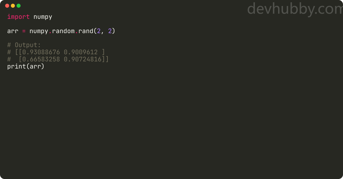 How To Generate A Random Array In Numpy
