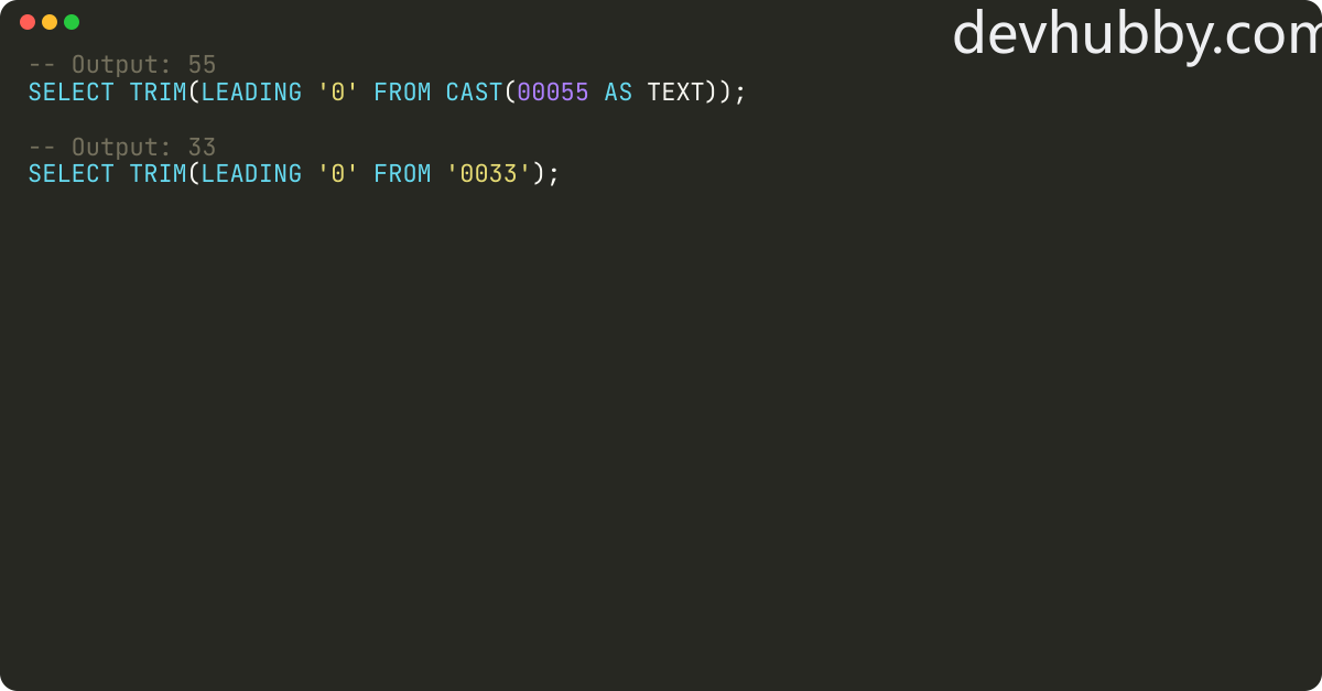 How To Remove Leading Zeros In PostgreSQL 