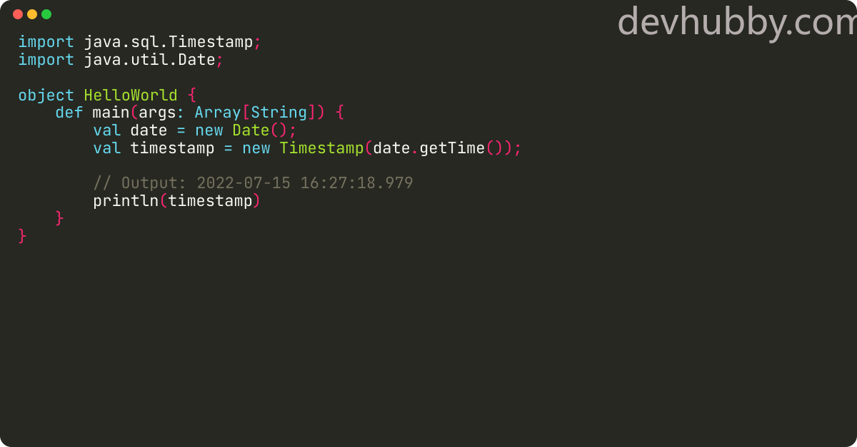 How To Get Current Timestamp In Scala 