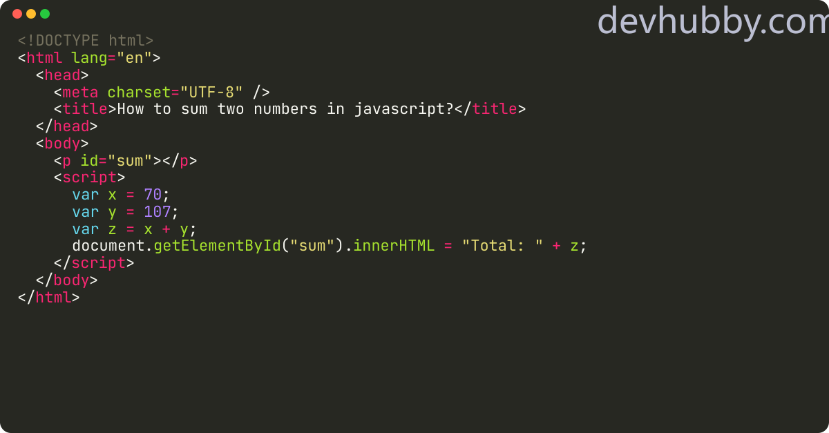 How To Sum Two Numbers In Javascript 