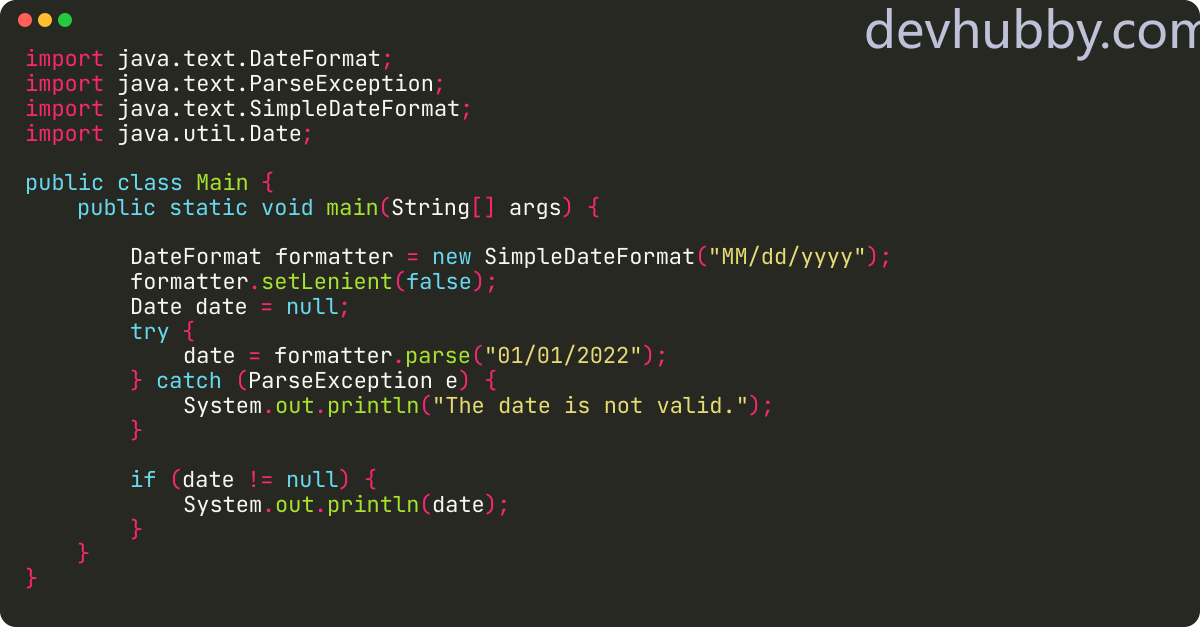 How To Validate The Date Format In Java 
