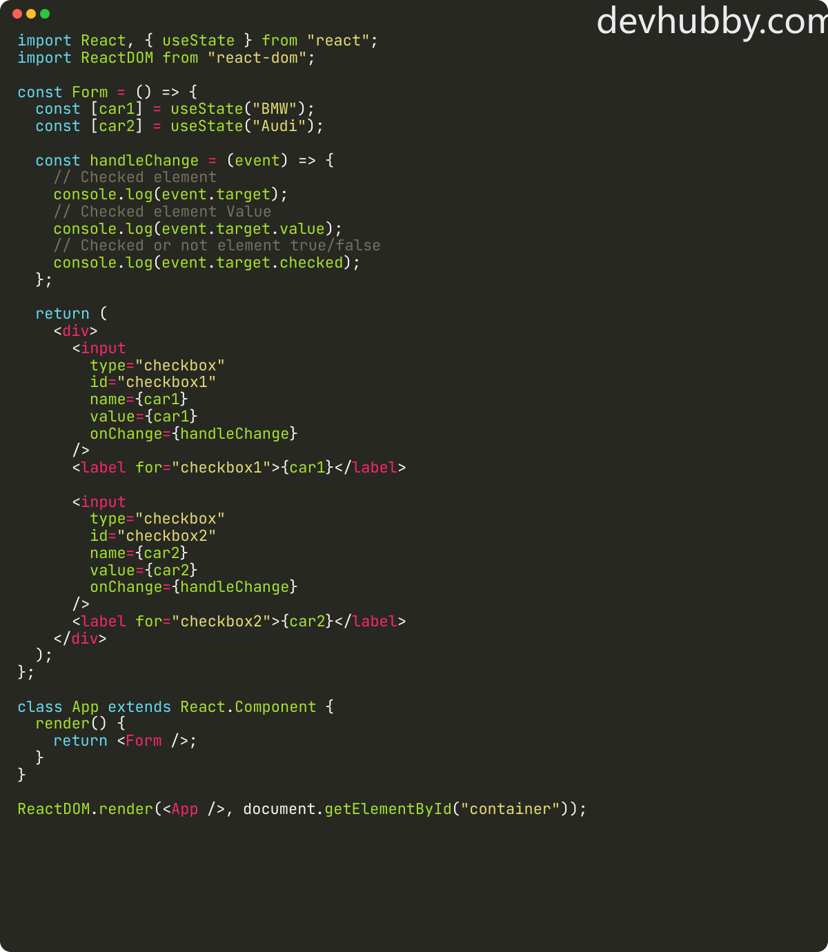 How To Get Value Of Checkbox In React js 