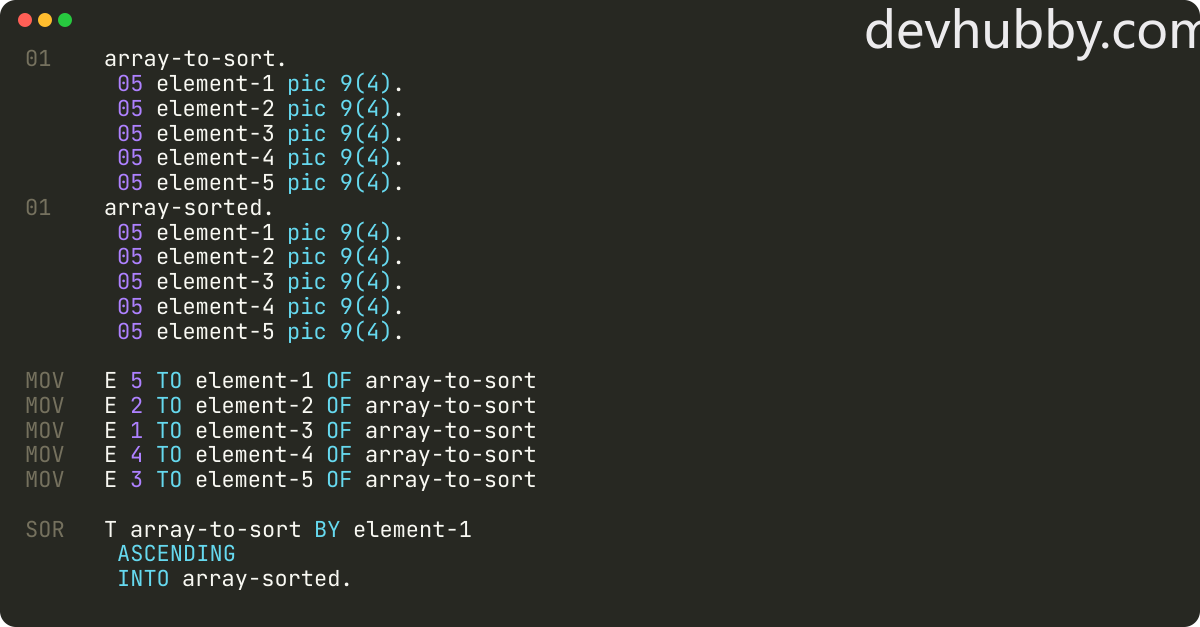 how-to-sort-array-in-cobol