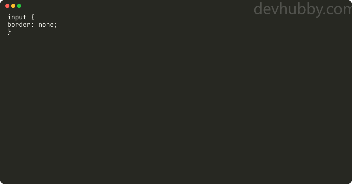 How To Remove Input Box Border In CSS 