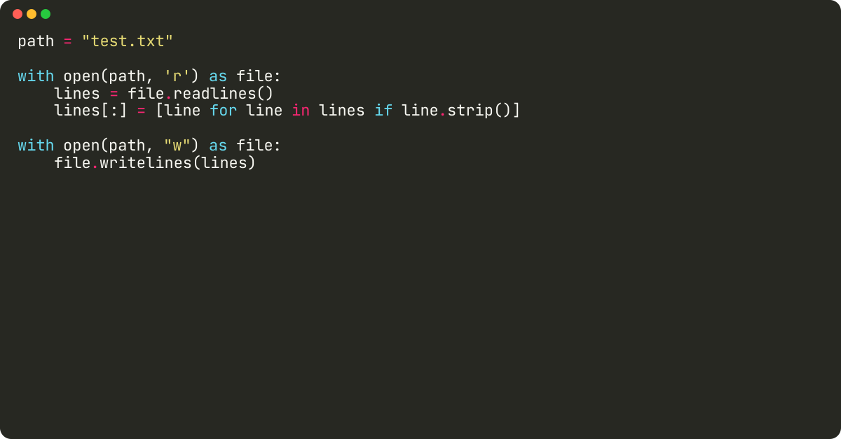 Как удалить пустые строки из файла на Python